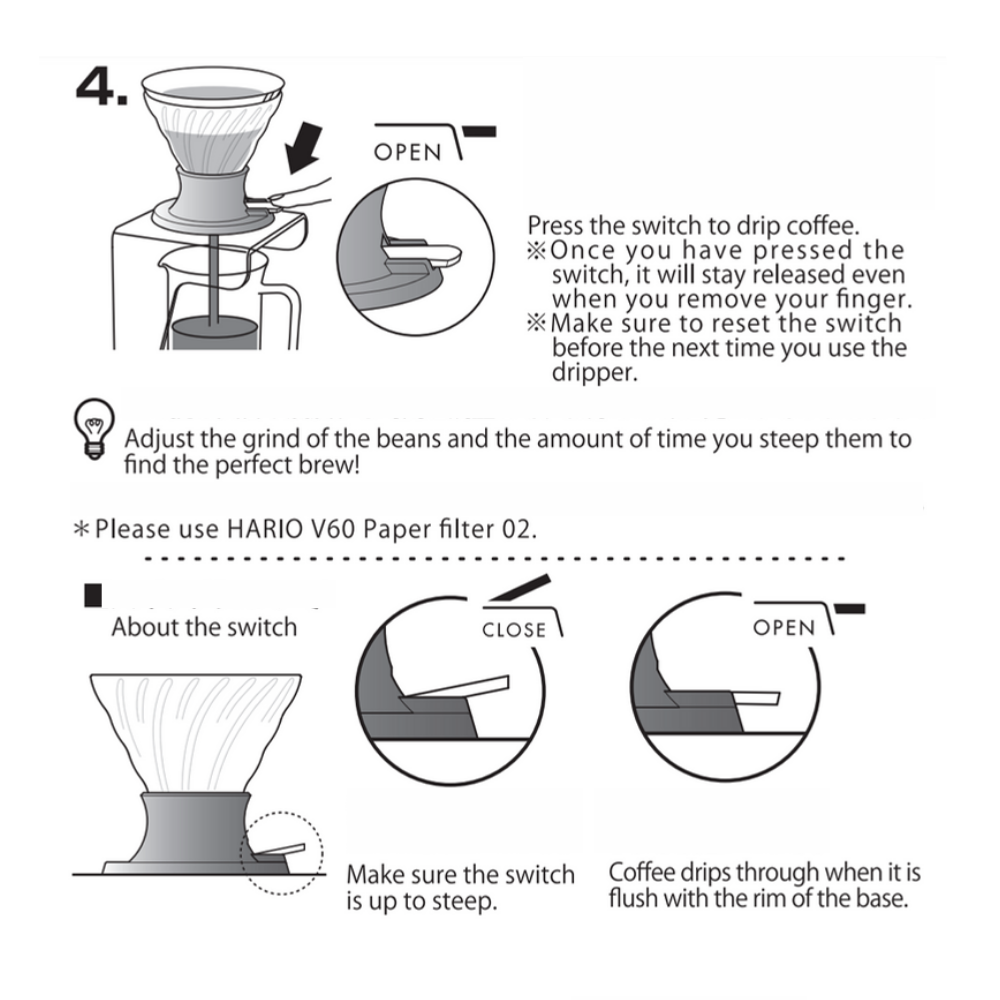 HARIO Immersion Switch Dripper, Size 02, c/w Hario Paper Filter (1 to 4 ...