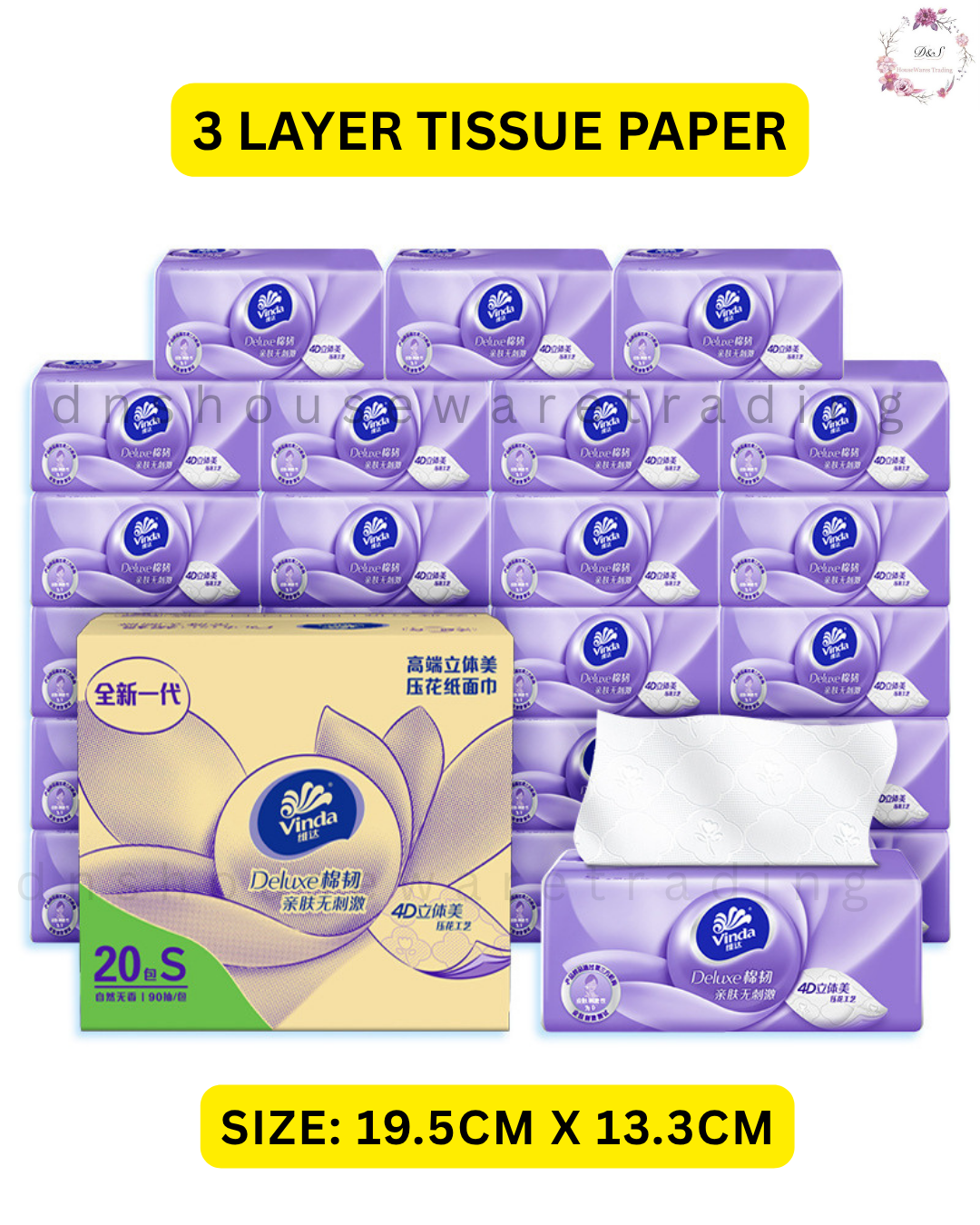 🇲🇾 Vinda Tissue Paper Large Pack Embossed Toilet Paper Napkin Paper ...