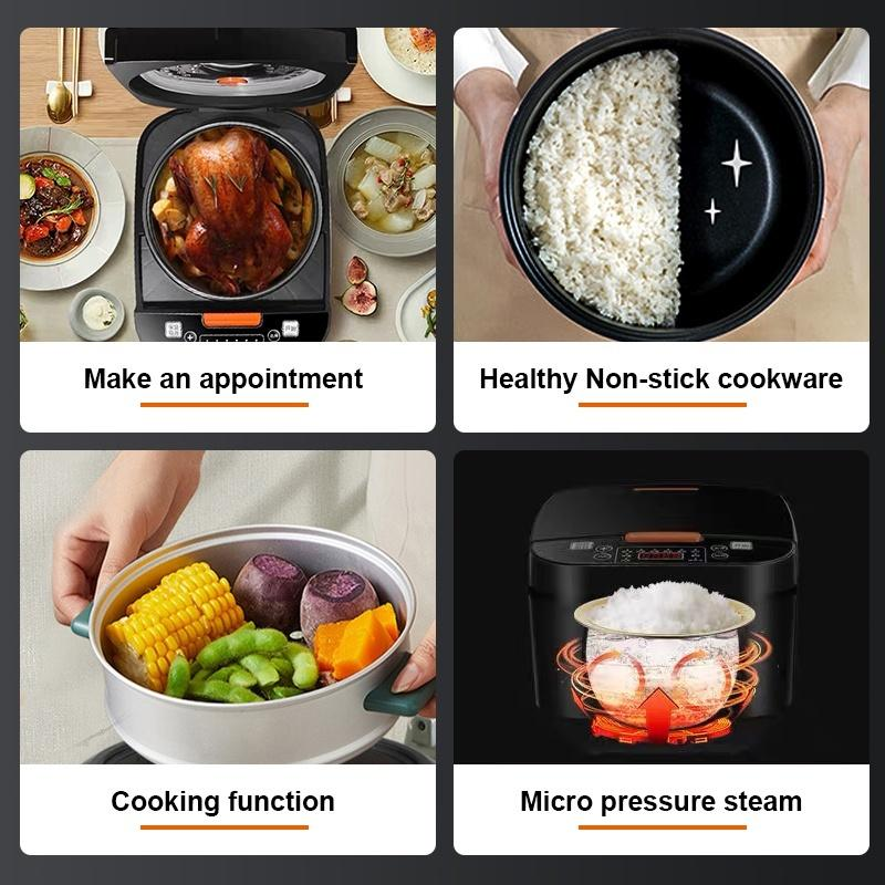 【Ready Stock】Rice Cooker 5L Big Rice Cooker Black Smart Screen Electric ...