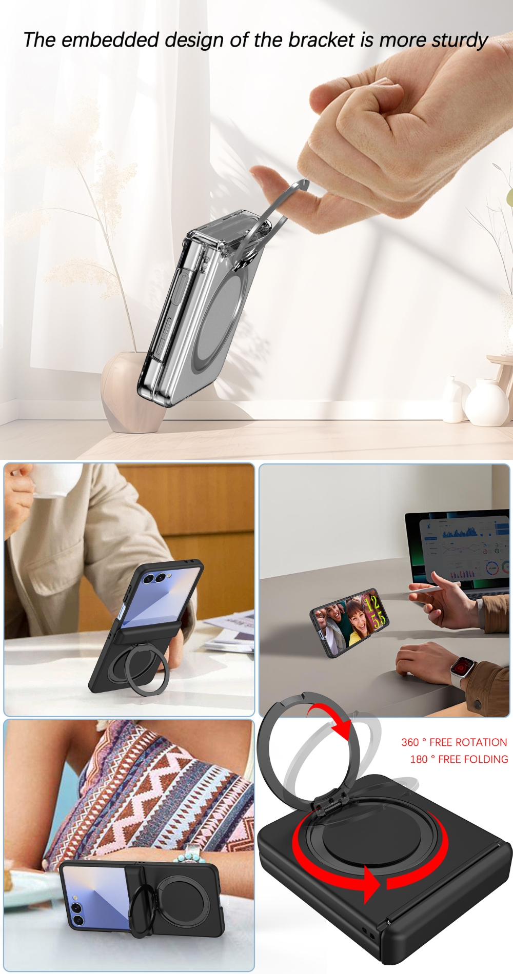Magnetic RING STAND Flip Phone Case for Samsung Galaxy Z Flip 7 FE 7 6 ...