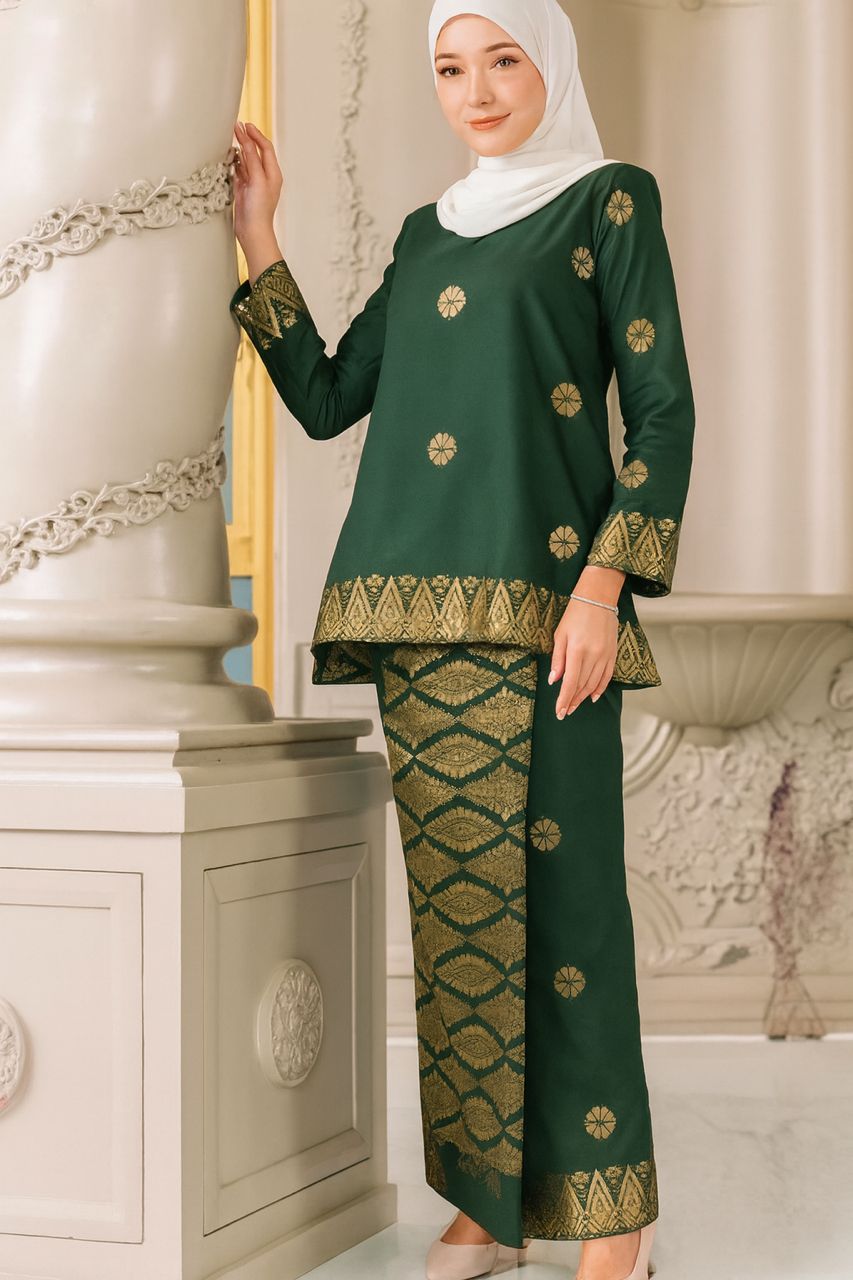 Baju Kurung Cheongsam Kedah +Selendang FREE Songket bunga tabur ...
