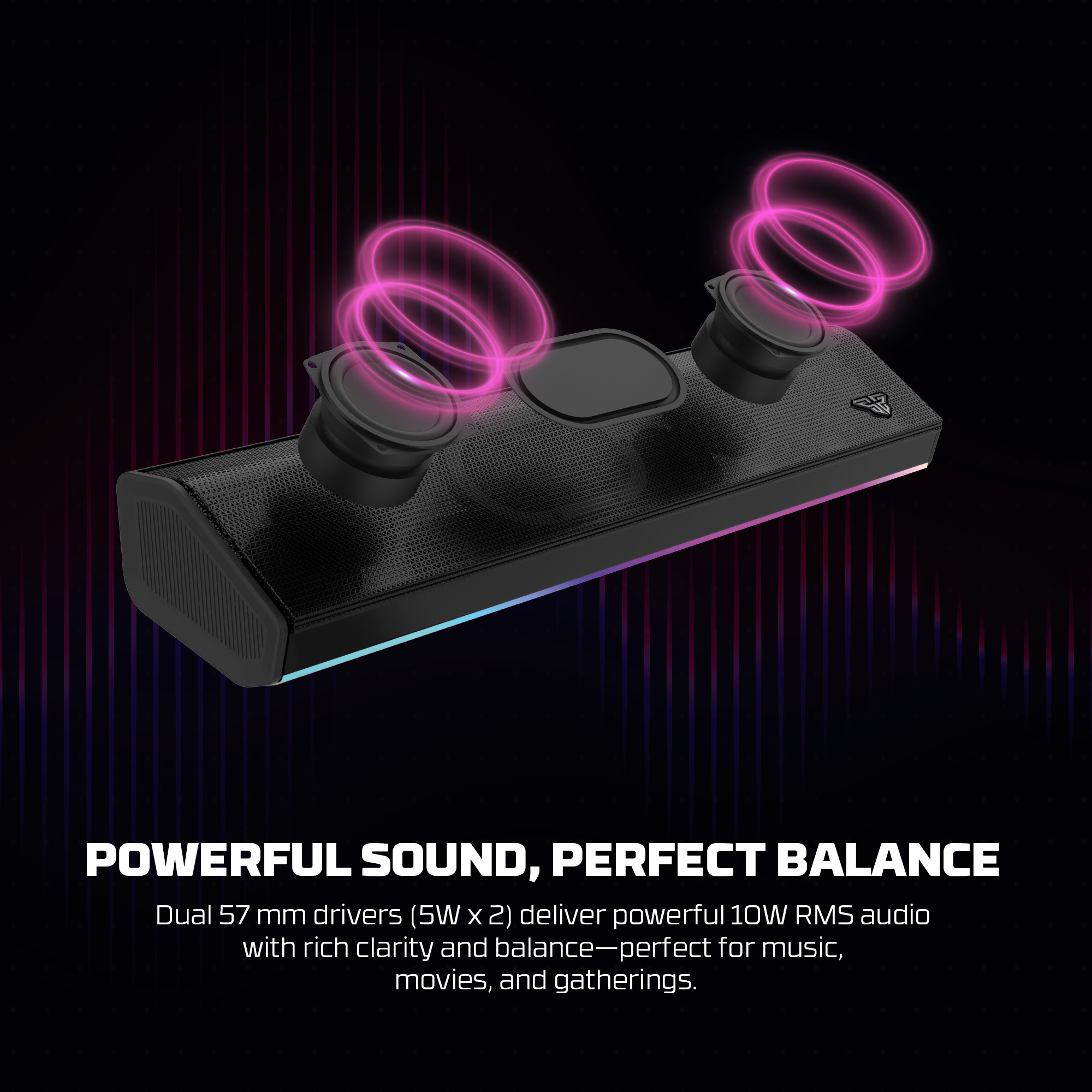 Fantech Groove Bar BS162 Pro TWS Protable Wireless RGB Gaming Soundbar ...