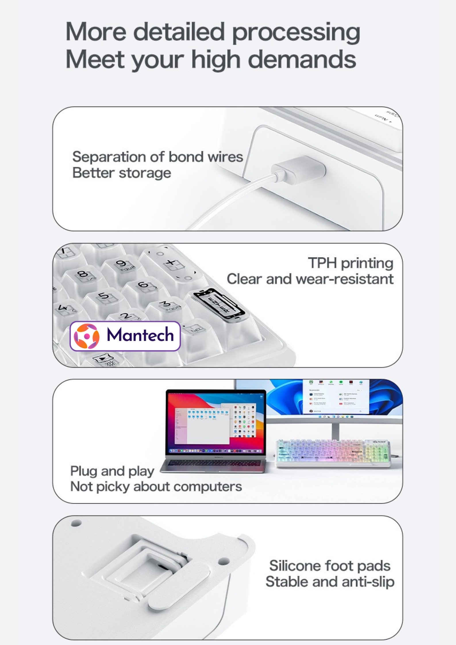 Free Wolf M95 RGB Wired Keyboard | Transparent Keycaps | Type-C ...