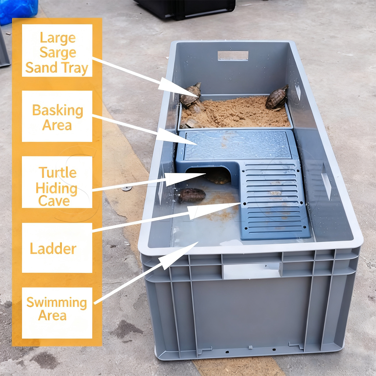 Turtle Tank Drainage Turtle Enclosure Simple Basking Platform Small ...