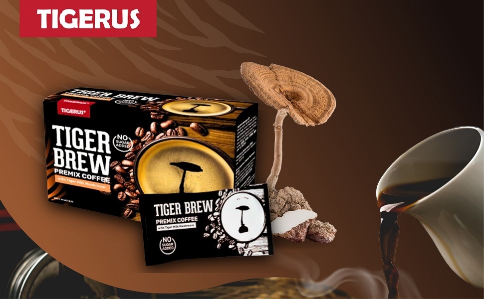 TIGERUS Tiger Brew Premix Coffee With Tiger Milk Mushroom (20g x 10's) | Shopee Malaysia