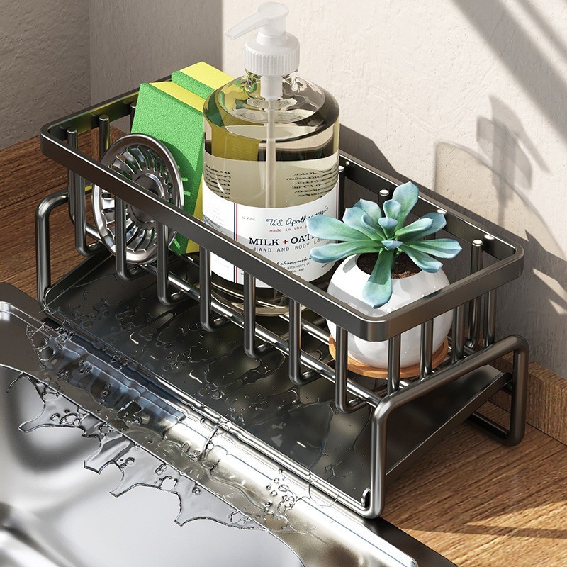 Sink Drainer Rack Kitchen Soap Sponge Holder Drainer Rak Dapur Sink ...