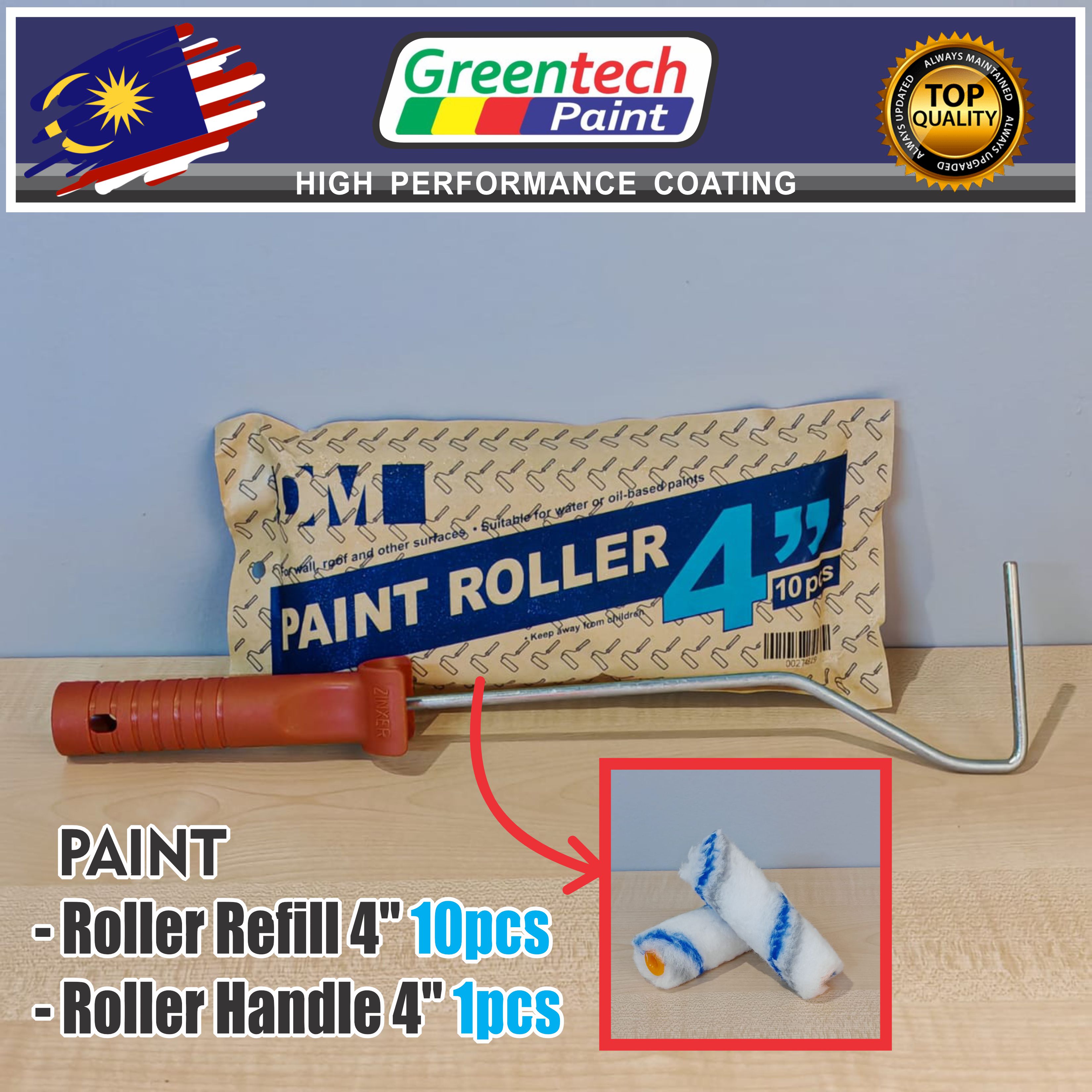 TOOLS PAINT ROLLER REFILL ( PROMOSI ) 4" X 10PCS PER BOX ROLLER REFILL ...