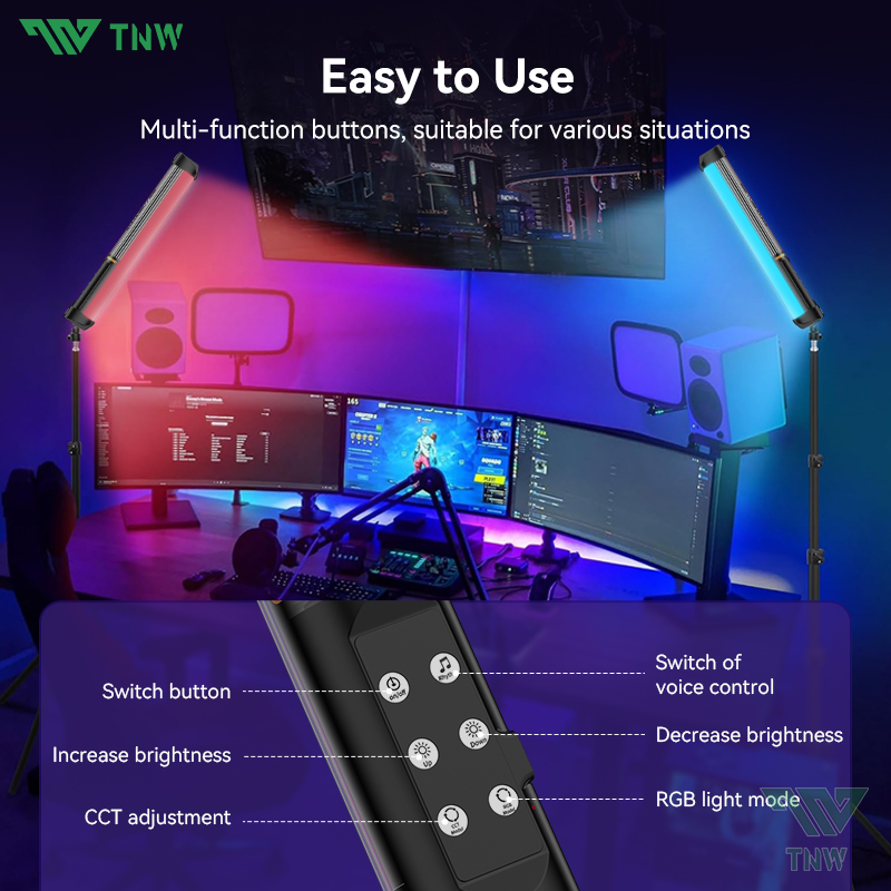 TNW RL60 RGB Tube Video Light Magnetic Rechargeable Studio Lamp Light ...