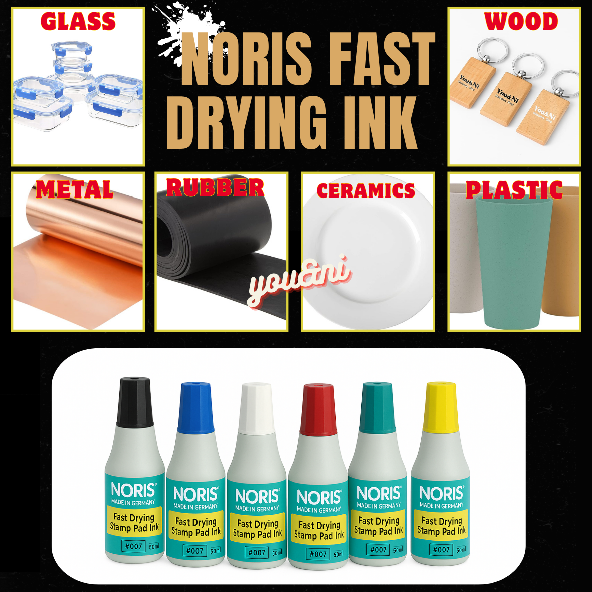 100% Original Noris Fast Drying Ink 50ml/250ml/1000ml (Glass,Stainless ...