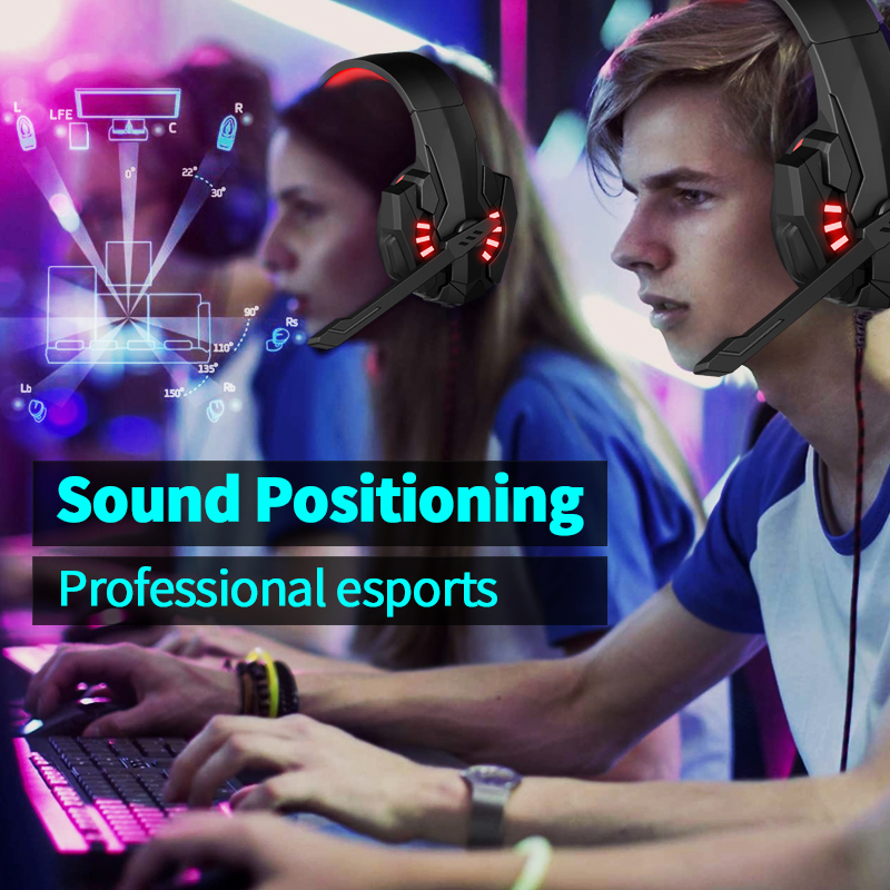 Professional e-sports gaming headset with rotating microphone and high ...