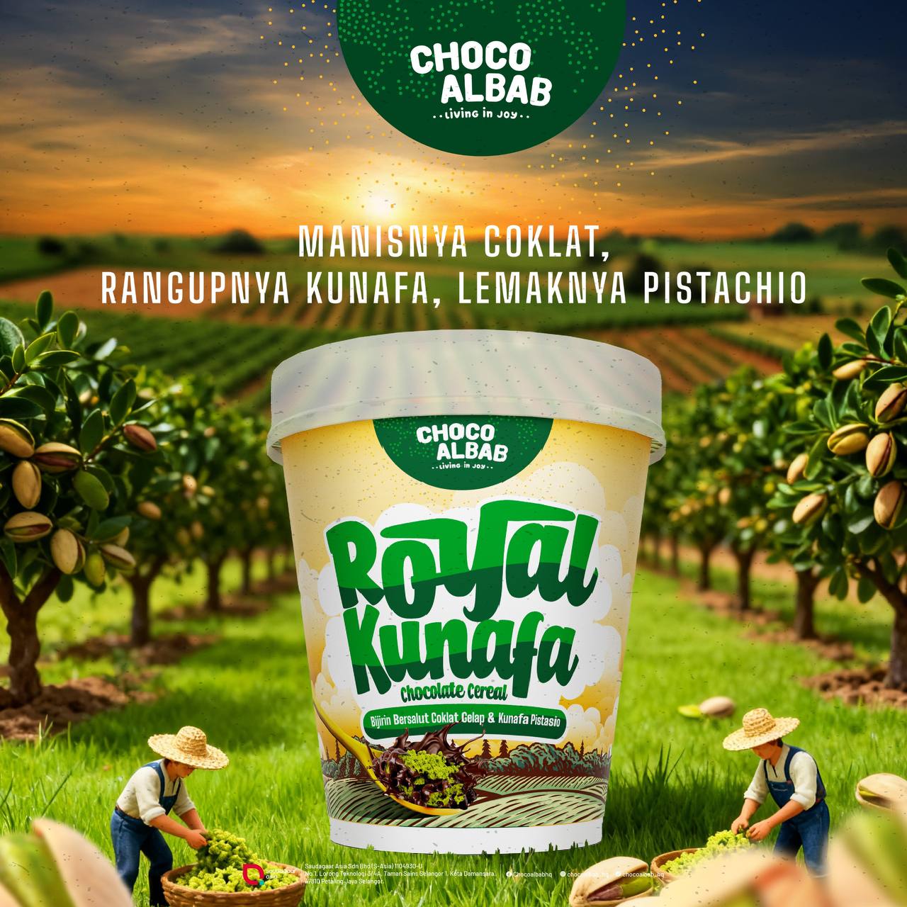 [Limited Edition] Choco Albab Royal Kunafa Chocolate Cereal Tub (90g ...
