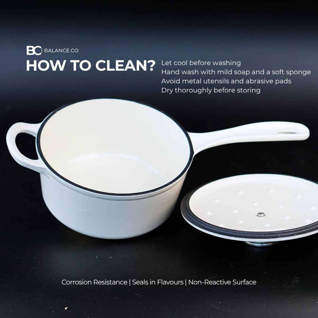 Balance.co Enameled Cast Iron Milk Pot 19cm - Cooking Soup Pot Non ...