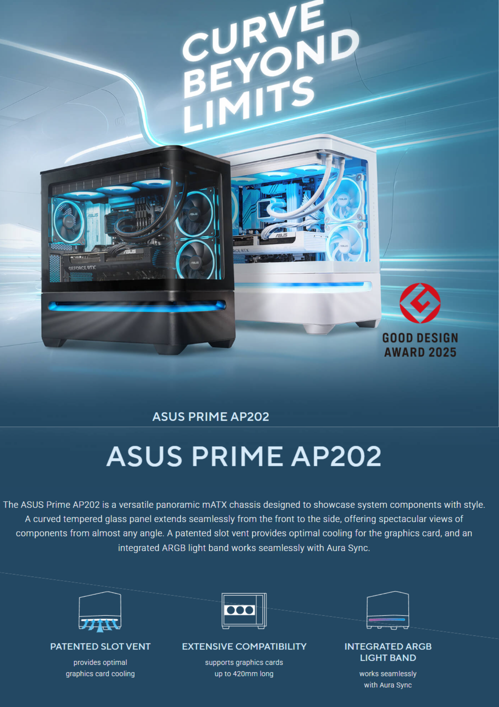 ASUS PRIME AP202 MATX CASING w 3 ARGB Fan (Black|White) | Shopee Malaysia