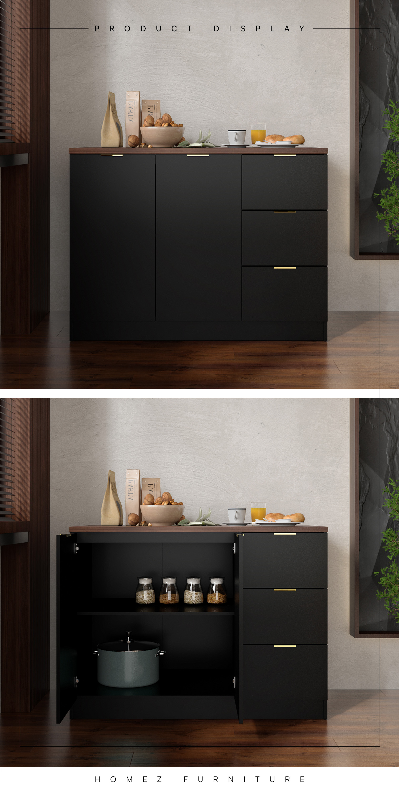 [FREE SHIPPING] KitchenZ Layra Series Melamine Kitchen Cabinet Soft ...