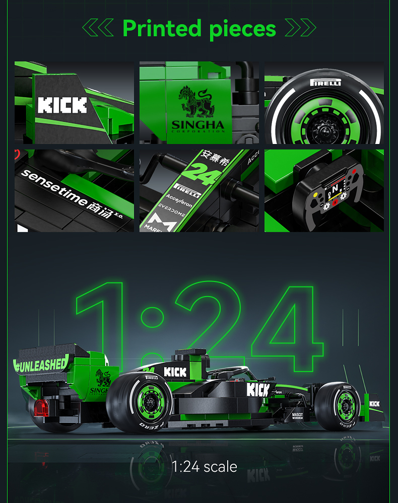CaDA Kick Sauber F1 Team C44 Racing Car Brick DIY 1:24 Scale Vehicles ...