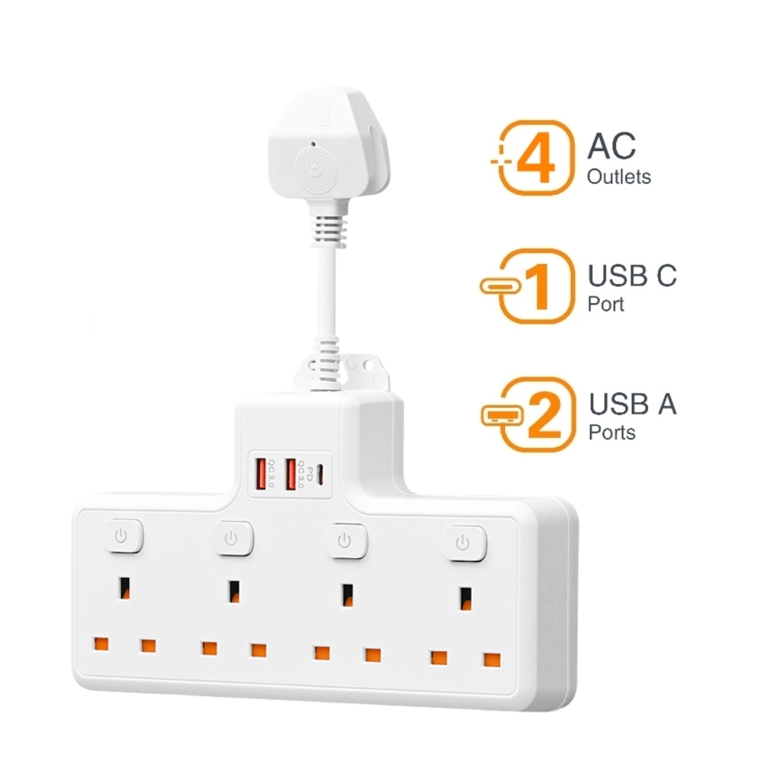 T-Adaptor Soket Plug 3 Pin Adapter Plug Socket Wayar Extension Wall ...