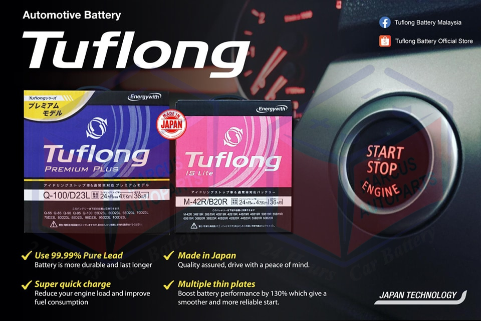 TUFLONG PREMIUM PLUS EFB M55L | 60B20L CAR BATTERY | Shopee Malaysia