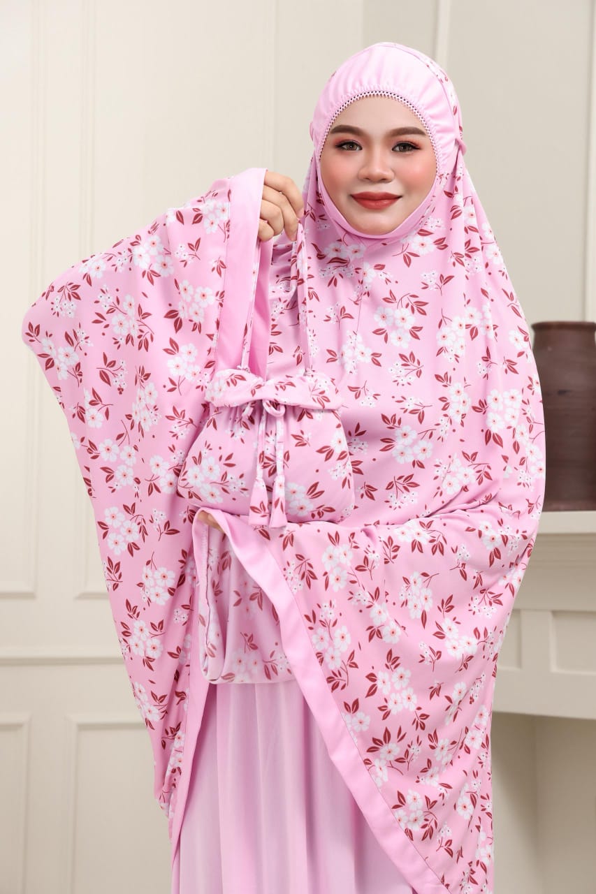 Telekung Printed Bunga Rose Dewasa with FREE Pouch / Bag by Zweedy Mart ...