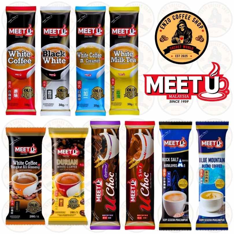 MEET U - INSTANT PREMIX COFFEE DRINK - WHITE COFFEE, CHOCOLATE, MILK ...
