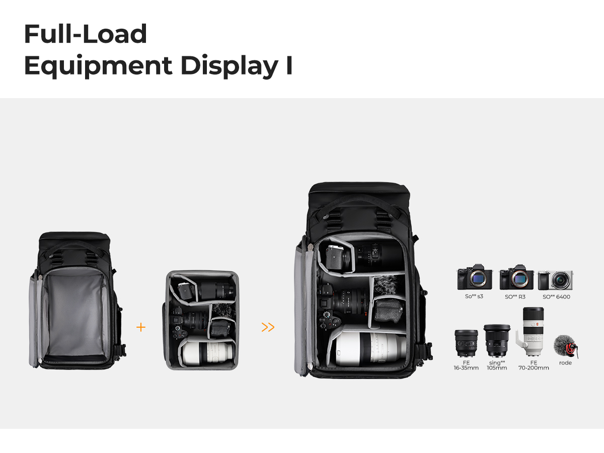 K&F Concept 30L Detachable Partition Outdoor Men Backpack-15.6 & 17.3 ...