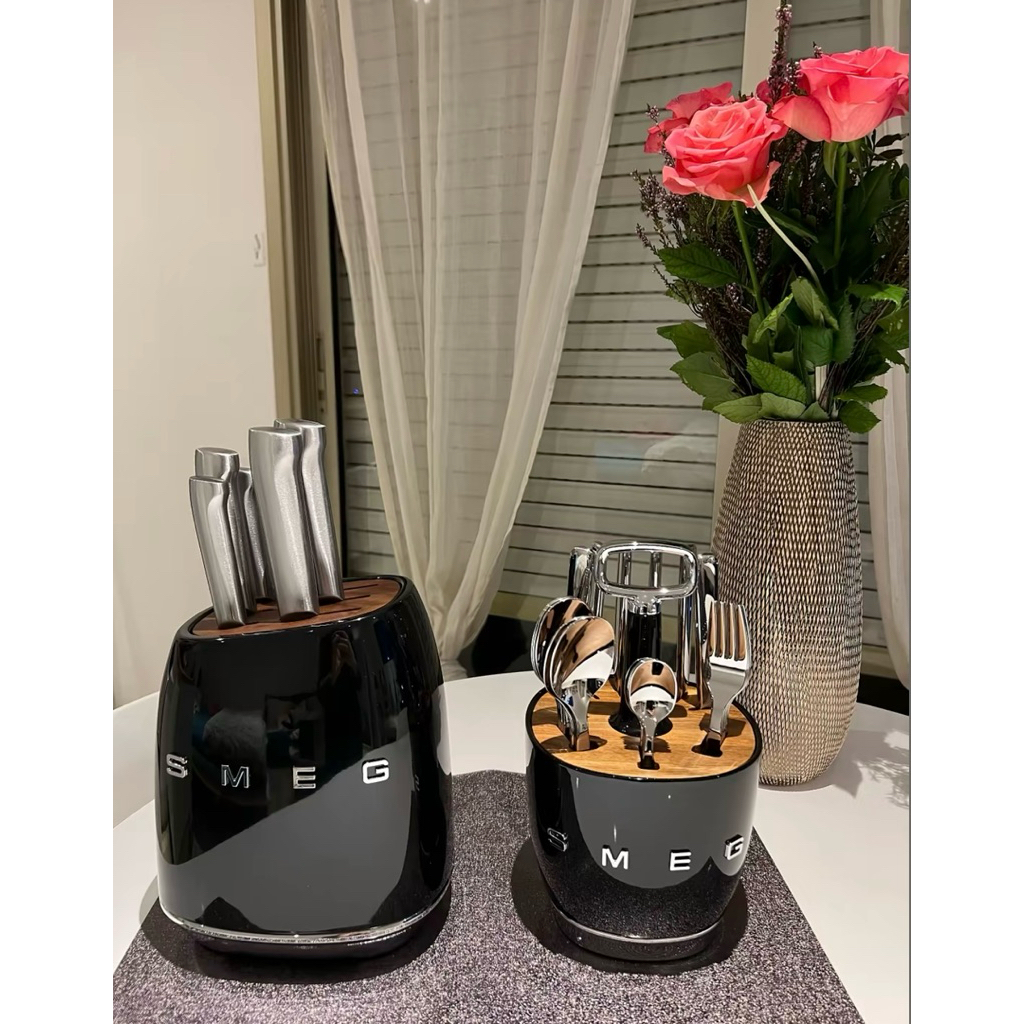 SMEG Knife Holder Set Pisau knife Black / smeg whistling kettle/smeg ...