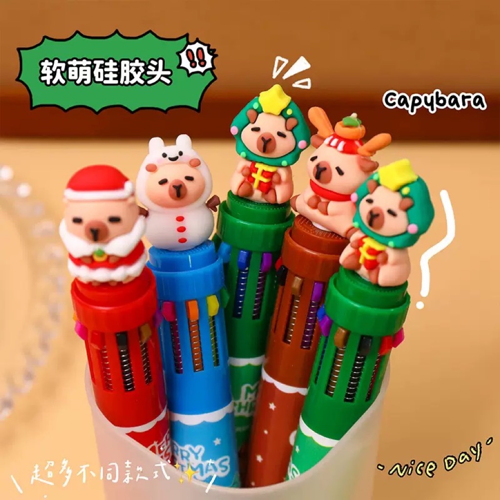 Cute Capybara 10 in 1 （1pcs) 0.5mm MultiColour BallPen Ballpoint , Pen ...