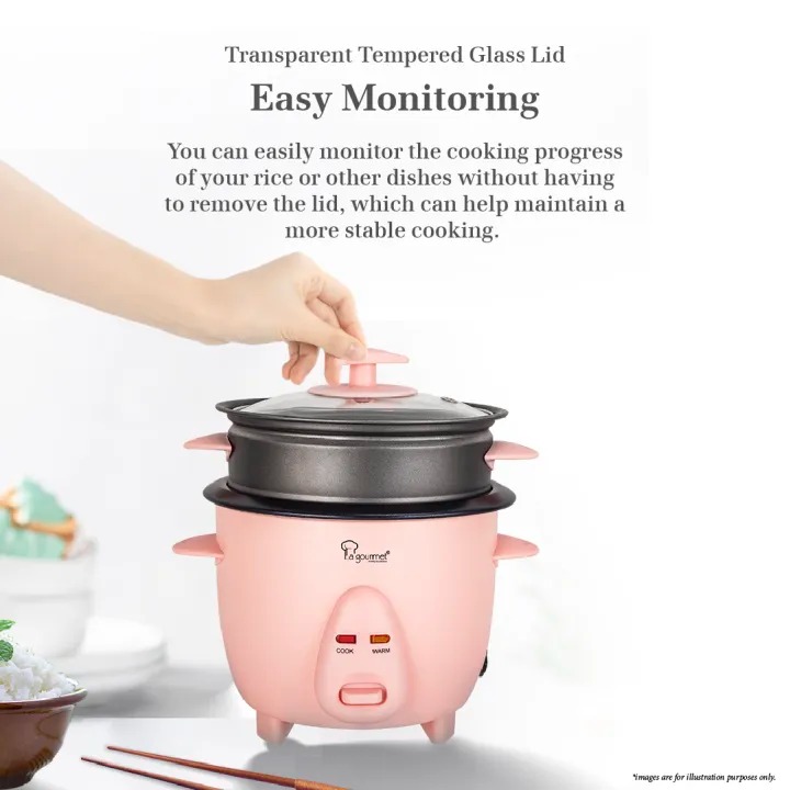 La Gourmet Rice Cooker With Non-Stick Steamer (0.6L) | Shopee Malaysia