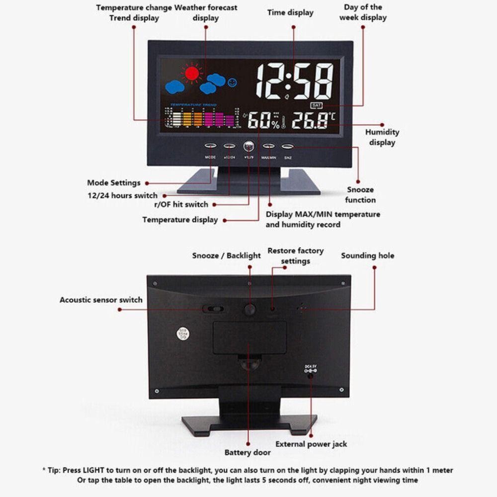 Termometer Stesen Cuaca Digital Pelbagai Fungsi Higrometer Suhu ...
