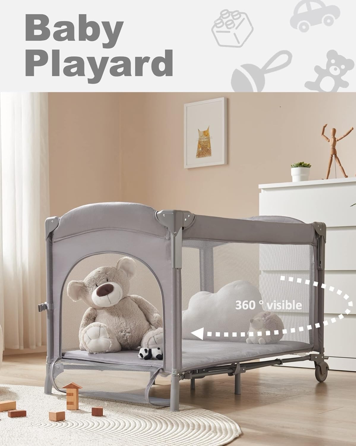 Multifunction Baby Cot 2 Level Portable Bed Playpen Travel Crib ...