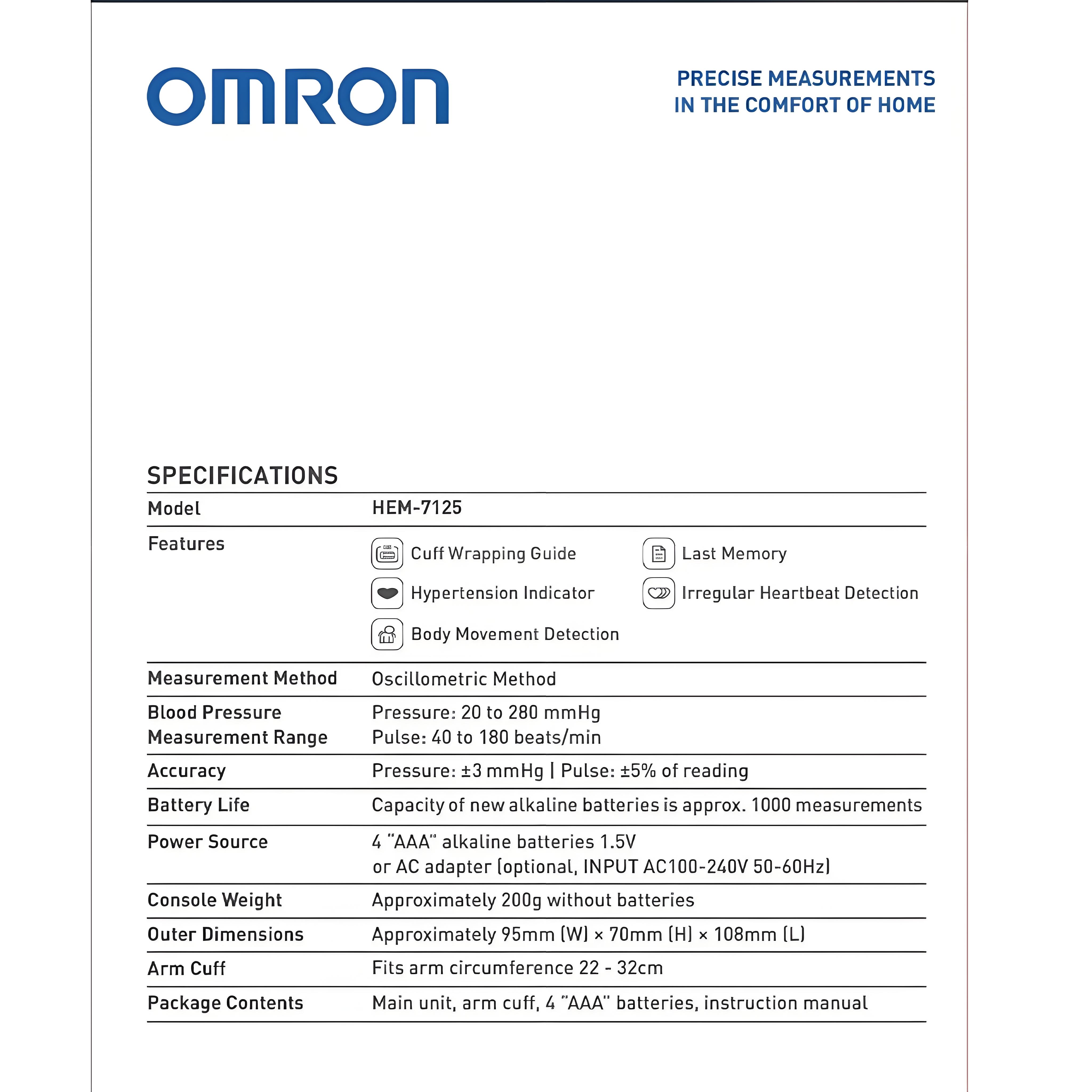 O ️MRON HEM-7125 Electronic BloodPressure Monitor, Rechargeable,High ...