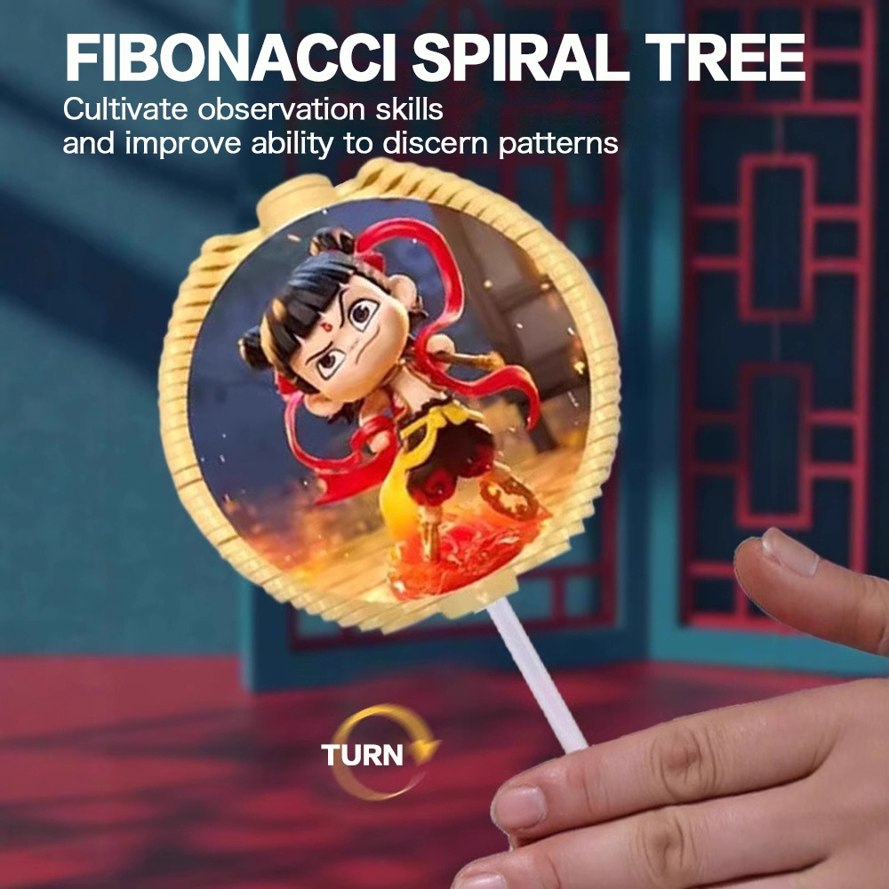 Fibonacci Spiral Tree Wooden Spinning Lollipop Educational Puzzle Toy ...