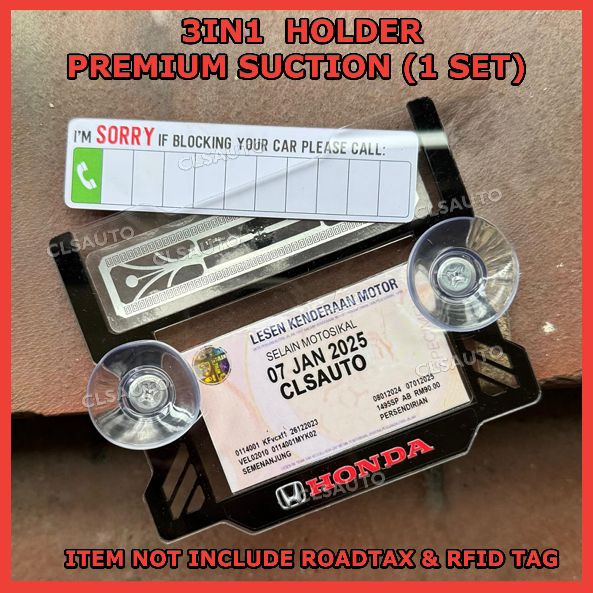 3in1 Car Roadtax Holder Universal | Roadtax RFID Phone Number Parking ...