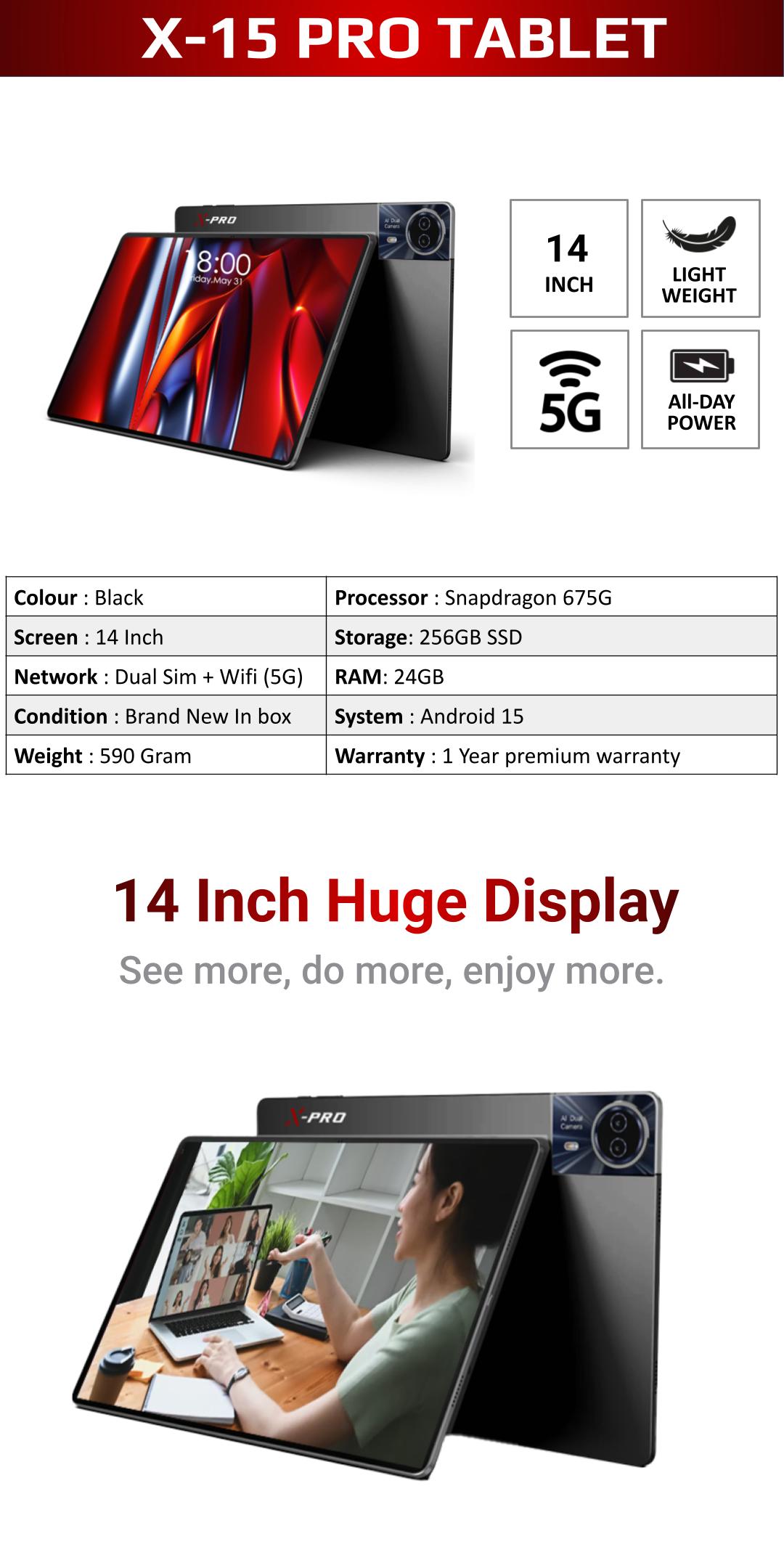 Brand New XPro X15 Pro 14 Inch Android Tablet | 5G Network | Fast Speed ...