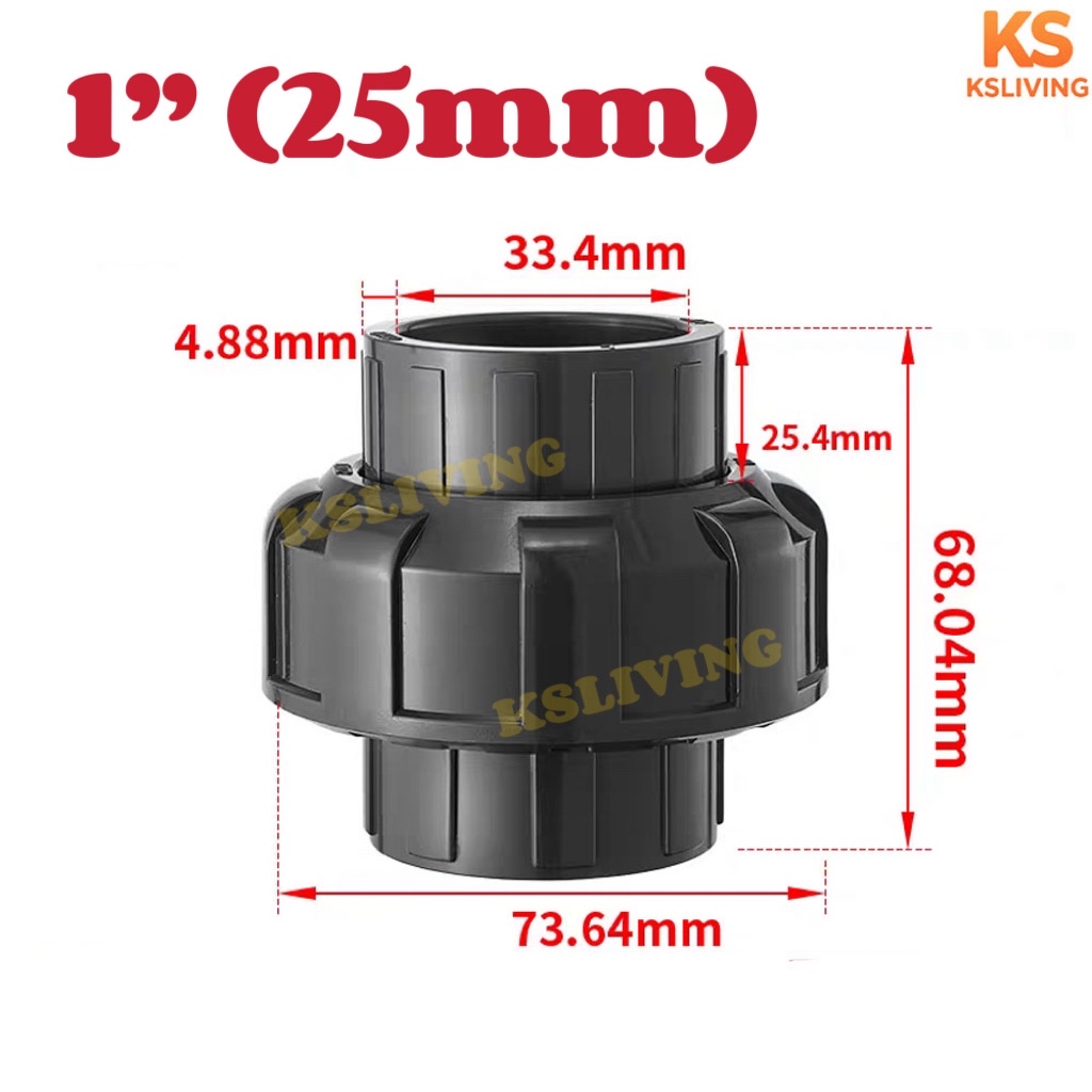 Kim.S PVC Union Coupling Socket PVC Fittings SCH80 Socket End Heavy ...