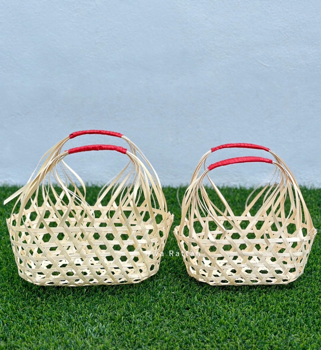 Bamboo hamper gift hantaran basket handbag handle bakul anyaman buluh ...