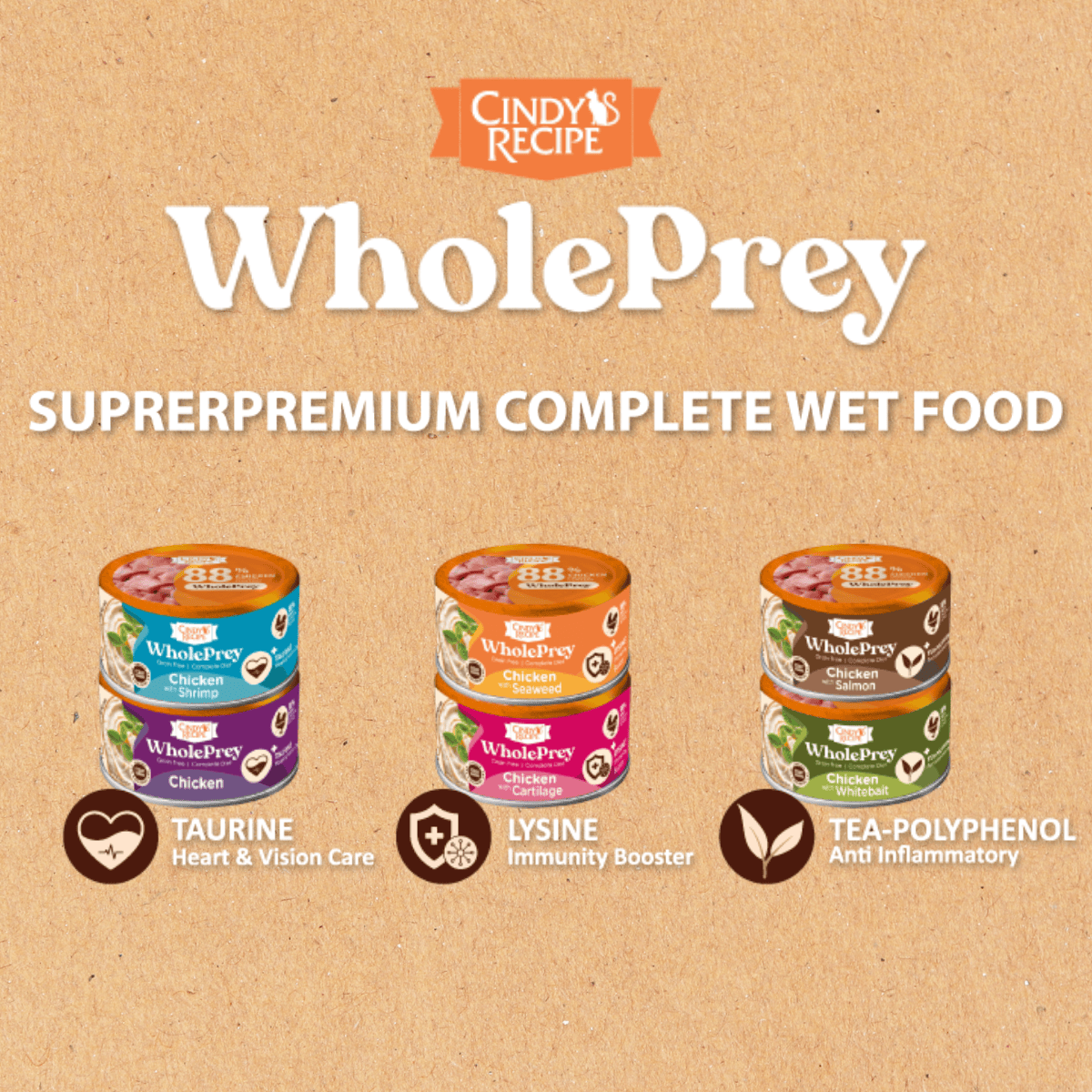 GUN PET Cindy's Recipe WholePrey Cat Canned Wet Food Cindy Can Makanan ...