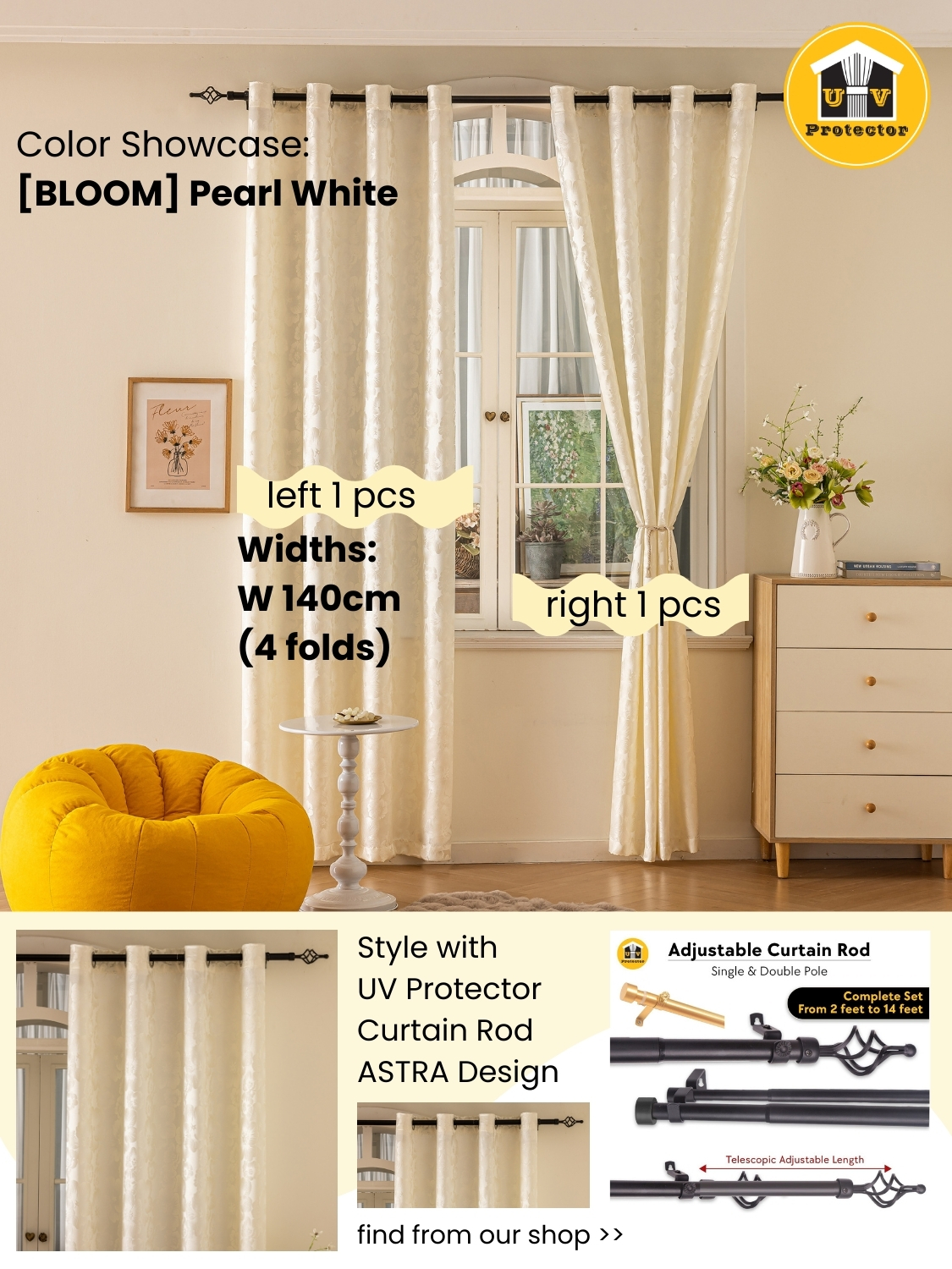RAYA 2026 NEW Jacquard Langsir Door Window Curtain 60% Dark Semi ...