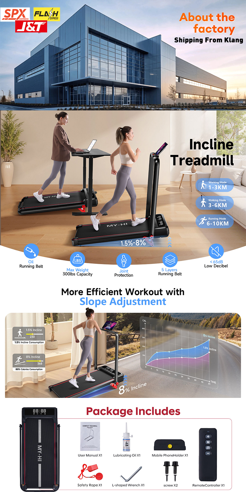 Treadmill Walking Pad B40 With Handle Incline Ultra-Thin Foldable ...