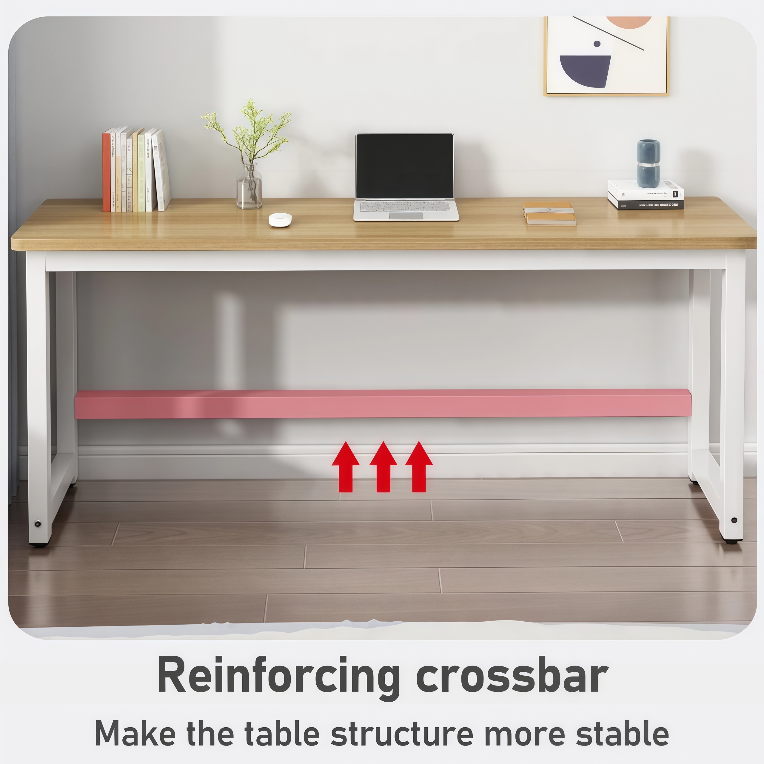Computer Desk Meja Belajar 120‑160CM Wide Surface Stable Steel Frame ...