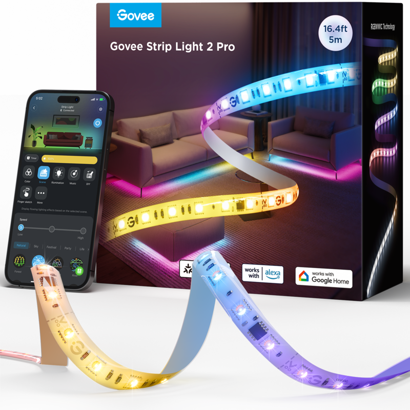 Govee M1 5M/2M RGBICW LED Strip Light 2 Pro Matter Compatible Apple ...