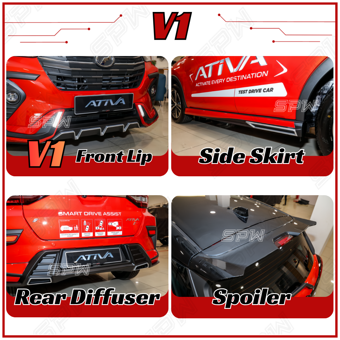 Perodua Ativa V1/V2 Gear Up Bodykit GU Body Kit Front Bumper Lip Side ...