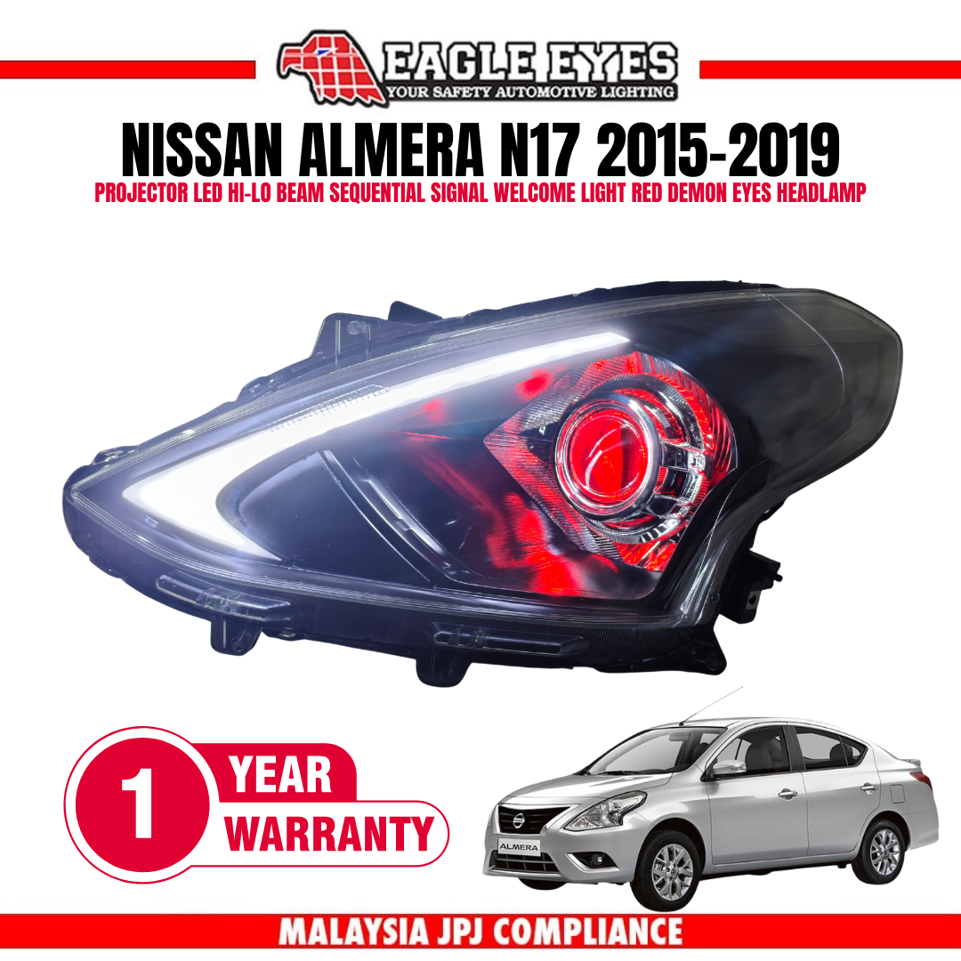 NISSAN ALMERA N17 2015-2019 LED PROJECTOR HI-LO BEAM SEQUENTIAL WELCOME ...