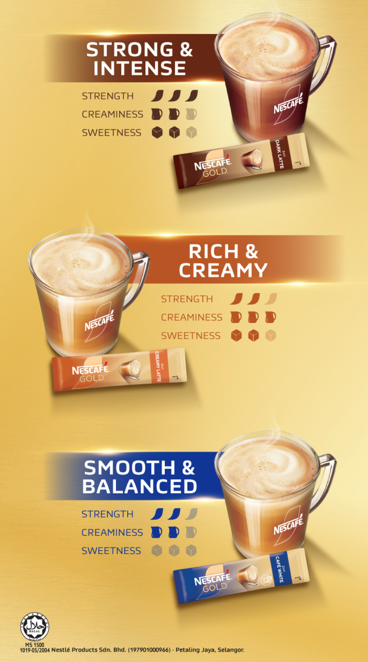 Nescafe Gold Dark Latte, Instant Coffee Mix Sticks, 12 Sachets 34g ...
