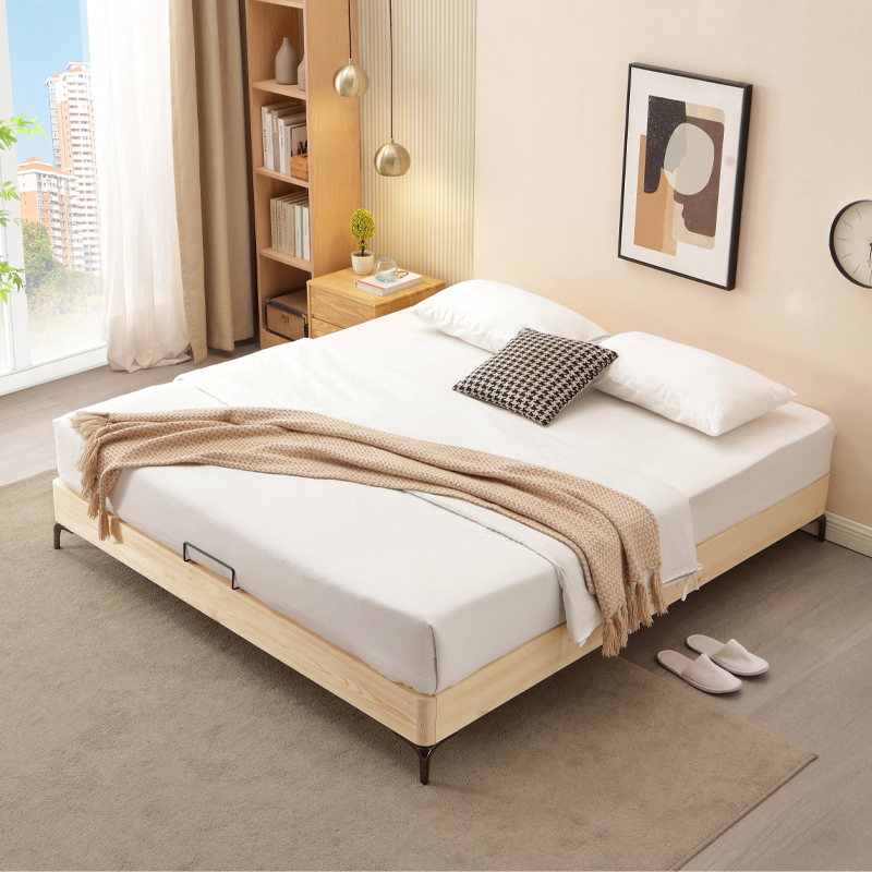 katil kayu Solid Wood Bed Frame katil Queen 1.52m katil king 1.83m ...