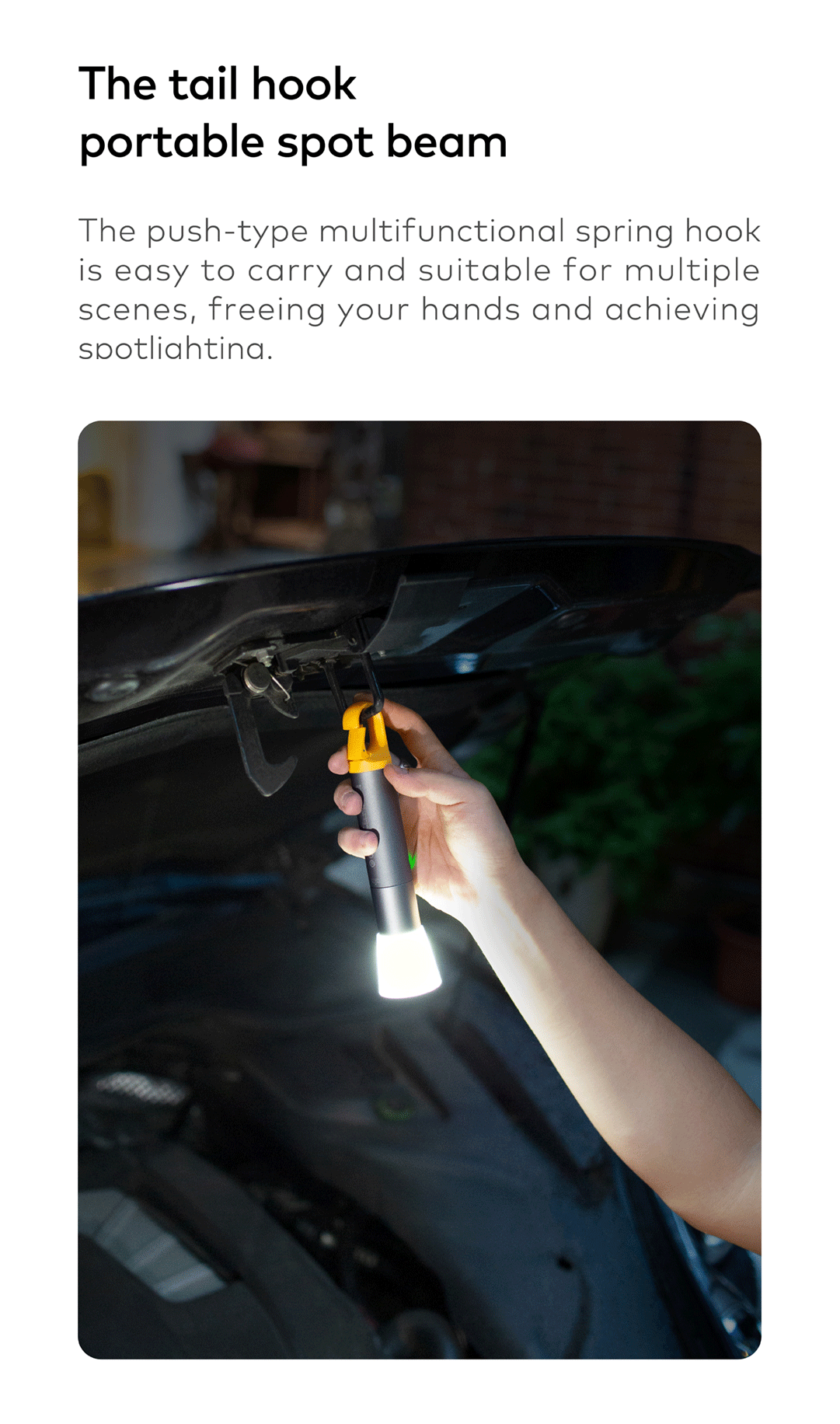HOTO Flashlight Lite With Light Diffuser Tail Hook 24 Hour Battery Life ...