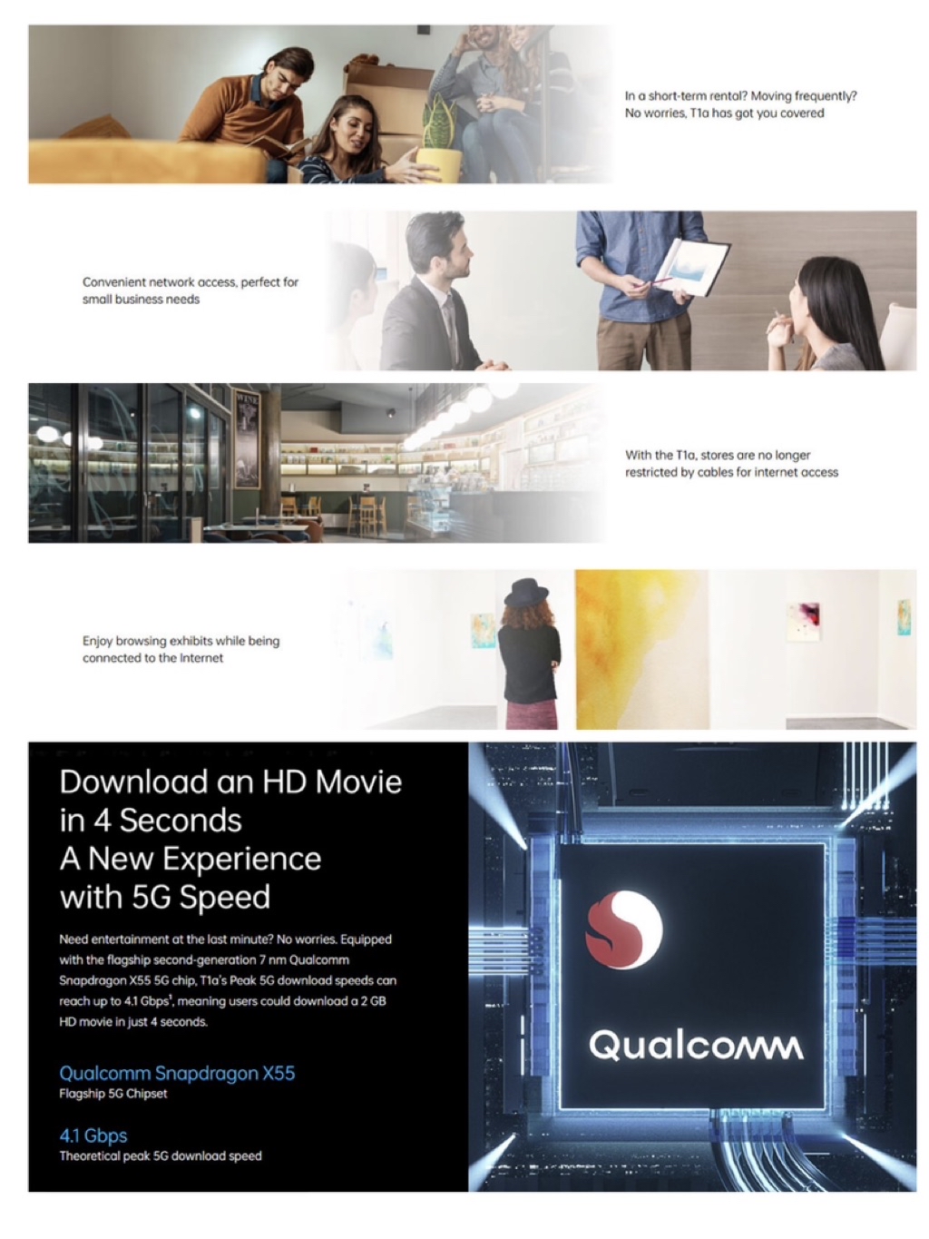 Modem 5G Oppo T1a | WiFi6 High Speed Router | Qualcomm SDX55 | SA ...