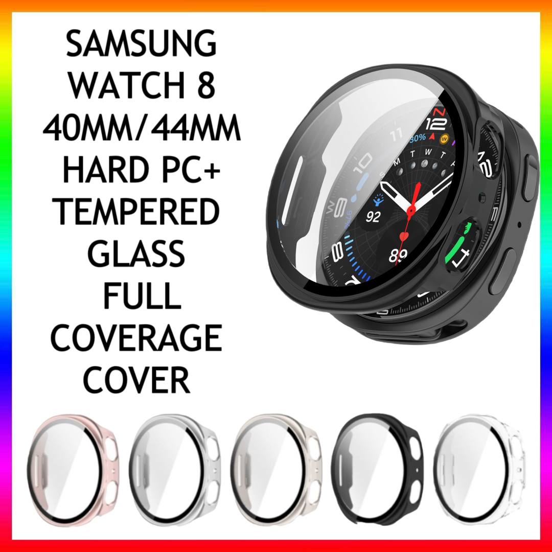 Samsung Watch 8 40mm 44mm Hard PC With Tempered Glass Protector Cover ...