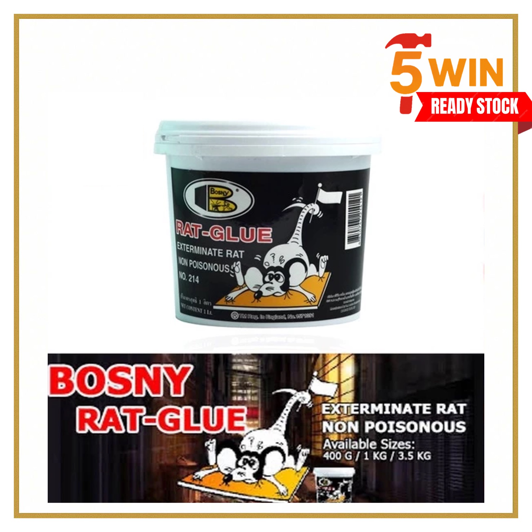Bosny Rat Glue Trap with Spatula 400ML 🔥 Ready Stocks 🔥 Non-Poisonous ...