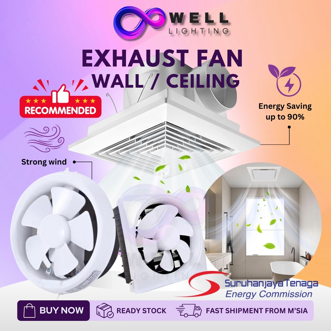 🔥SIRIM🔥Wall / Ceiling / Glass Exhaust Fan Kitchen 6" 8" 10" 12" Kipas ...