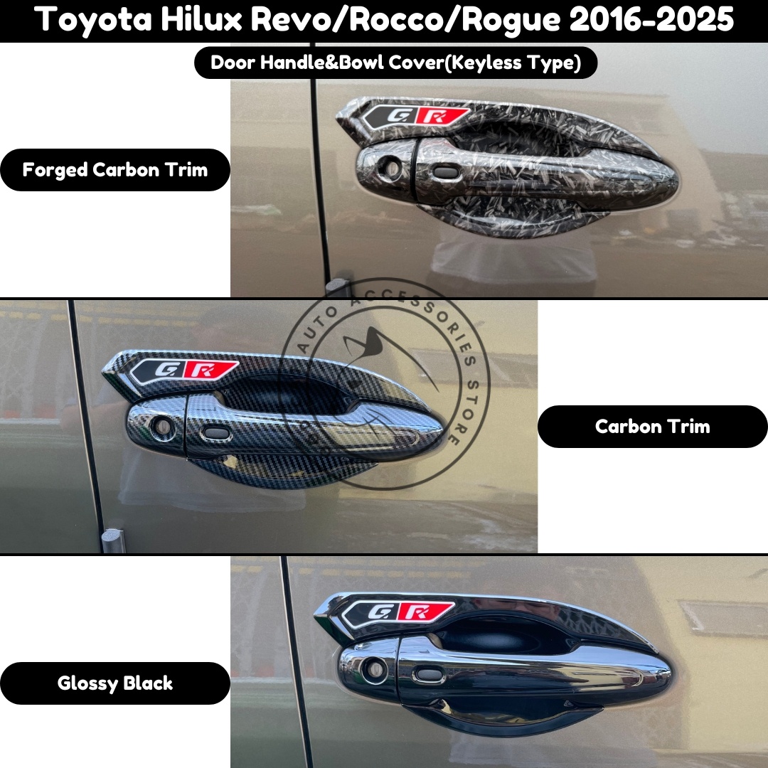Toyota Hilux Revo/Rocco/Rogue 2016-2025 Carbon Trim/Glossy Black Door ...